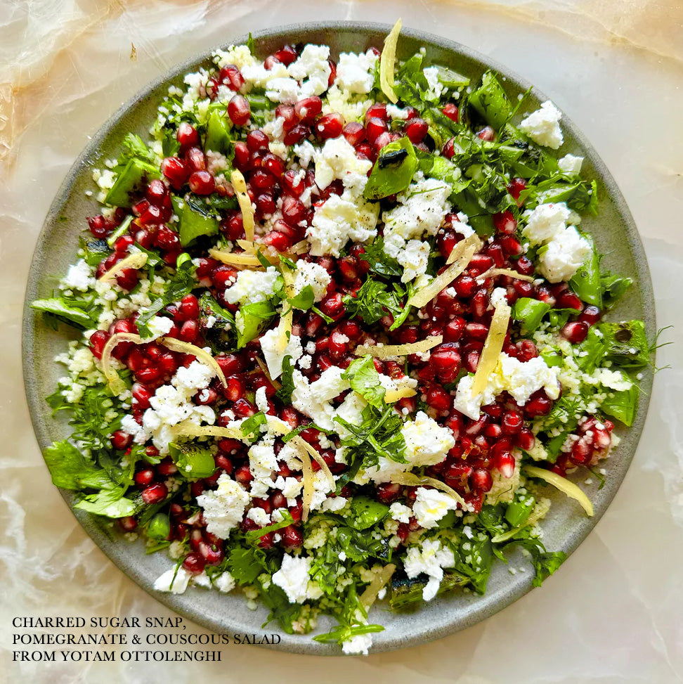 Charred Sugar Snap, Pomegranate & Couscous Salad by Yotam Ottolenghi ...